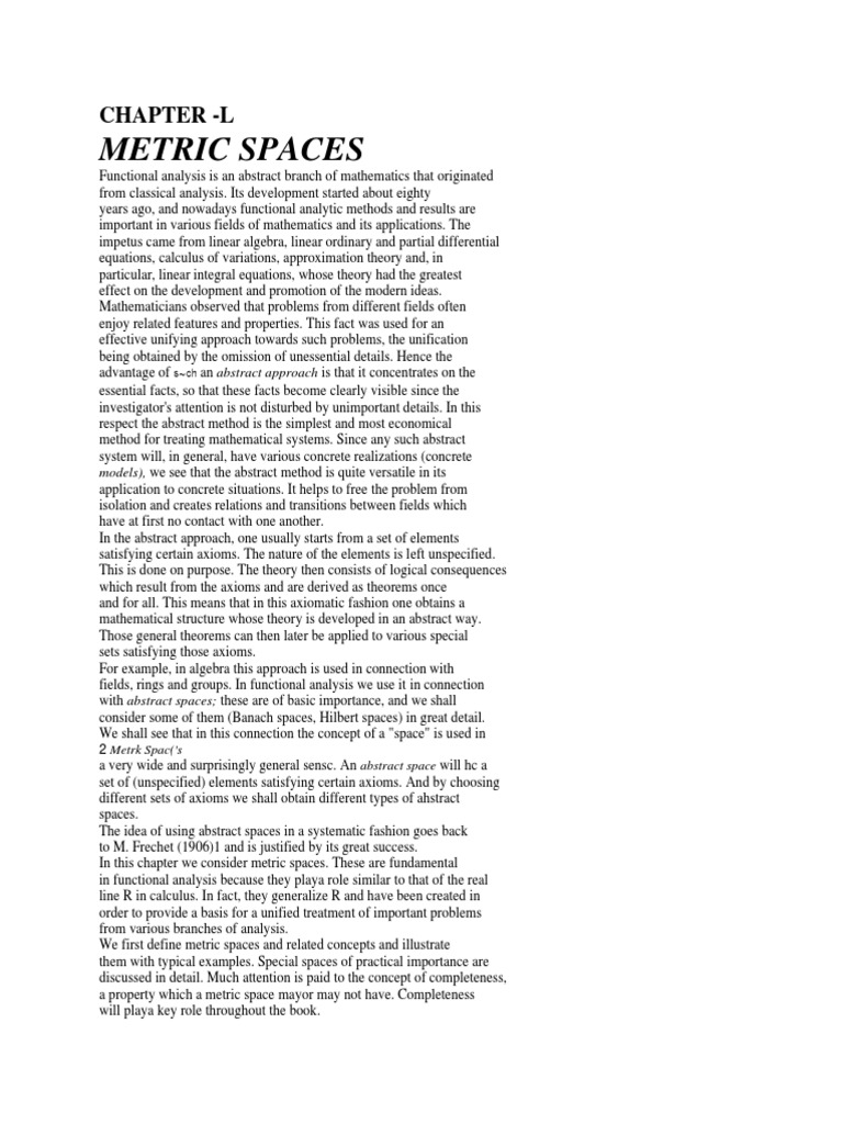 Metric Spaces: Chapter - L | PDF | Mathematical Analysis | Mathematics