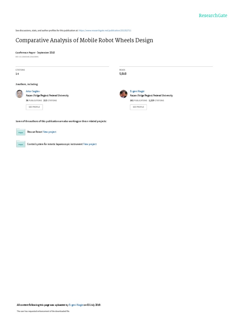 Comparative Analysis of Mobile Robot Wheels Design | PDF | Steering ...