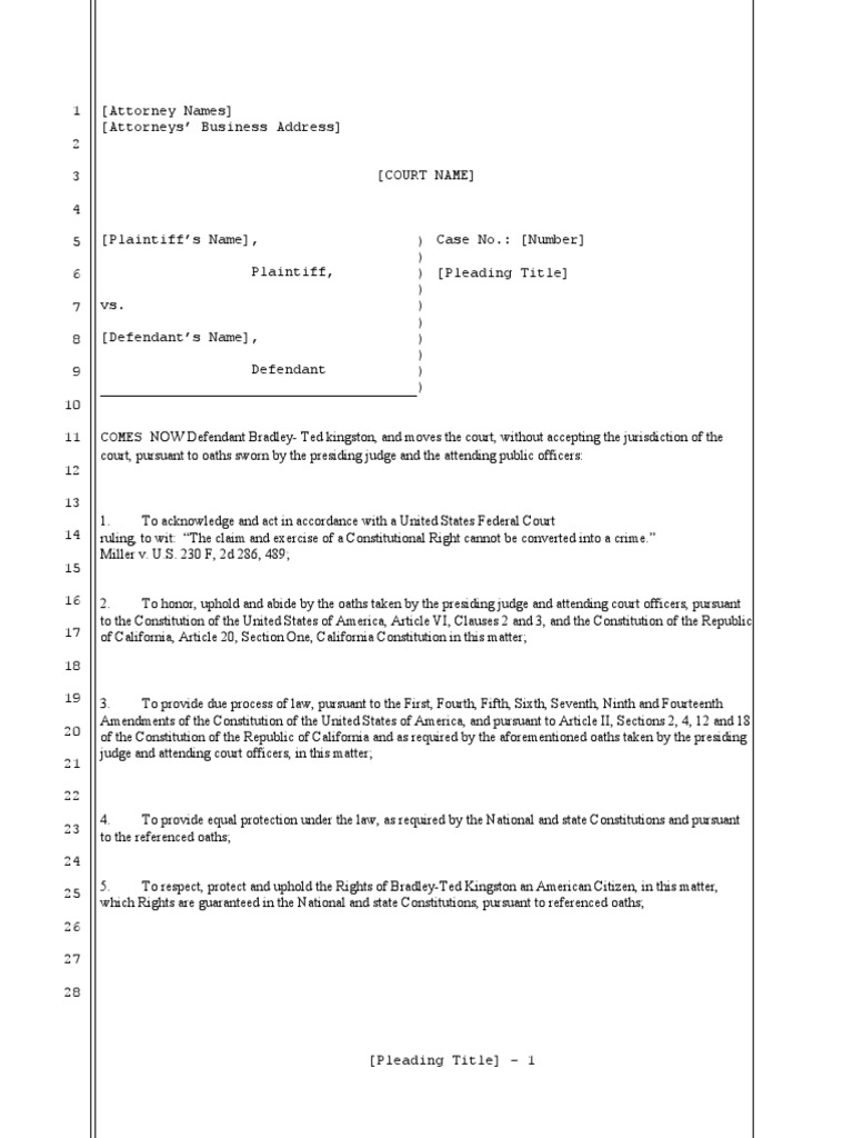 Pleading Paper - 28 Lines | PDF | Public Law | Justice