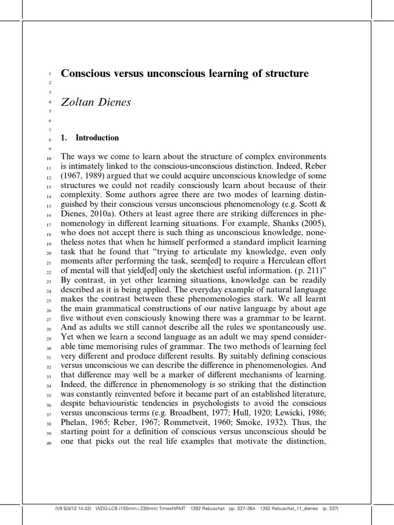 Conscious vs Unconscious Learning | PDF | Consciousness | Knowledge