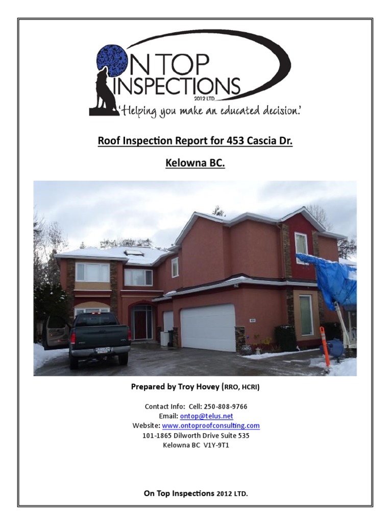 Roof Inspection Report | PDF | Roof | Ice