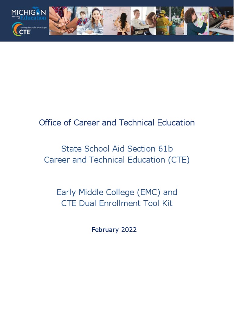 Section 61b CTE EMC and CTE Dual Enrollment Tool Kit | PDF | Vocational ...