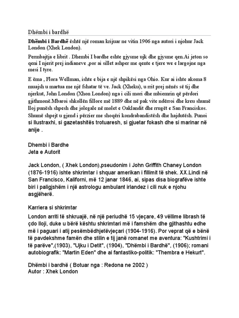 Dhëmbi I Bardhë Bisede Letrare | PDF