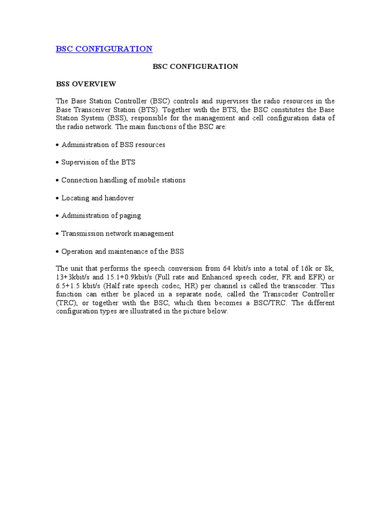 BSC Configuration Bss Overview | Download Free PDF | General Packet Radio Service | Computer Network