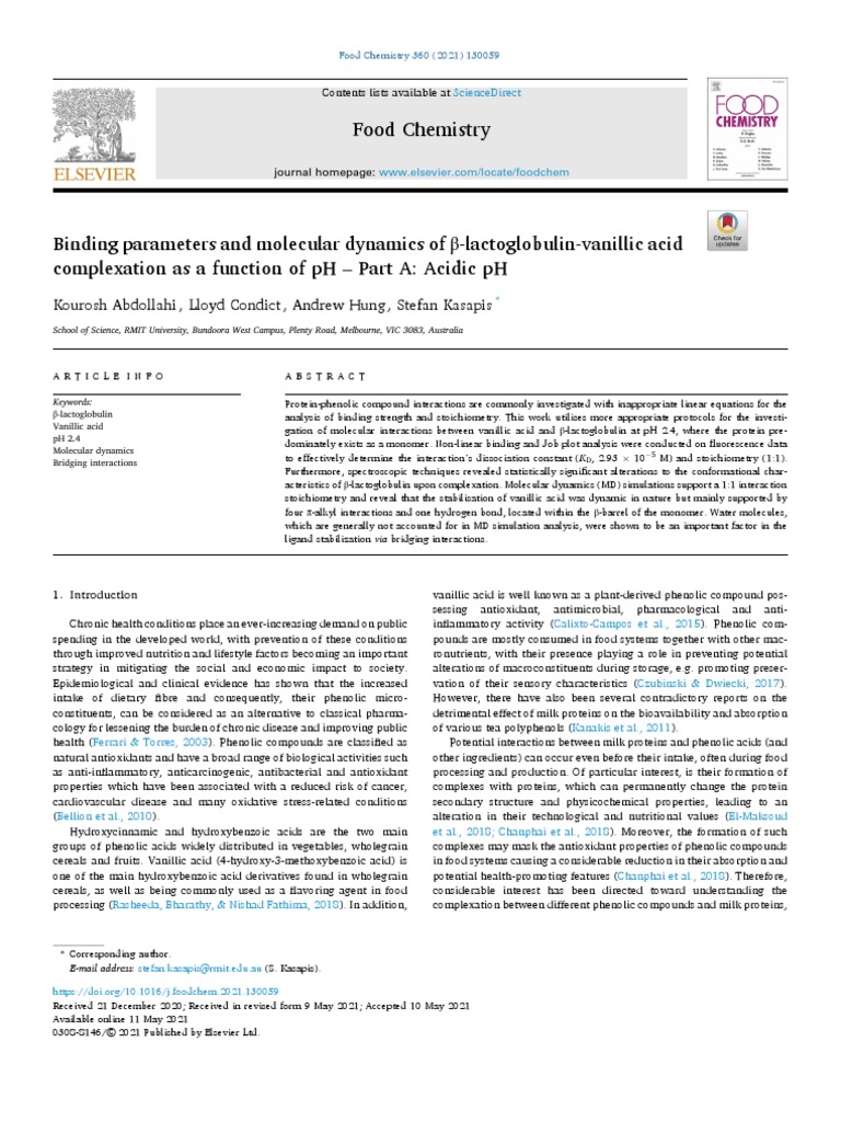 Food Chemistry: Kourosh Abdollahi, Lloyd Condict, Andrew Hung, Stefan ...