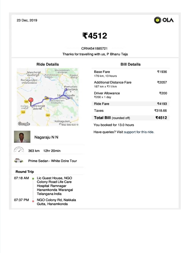 PDF Ola Bill DL | PDF