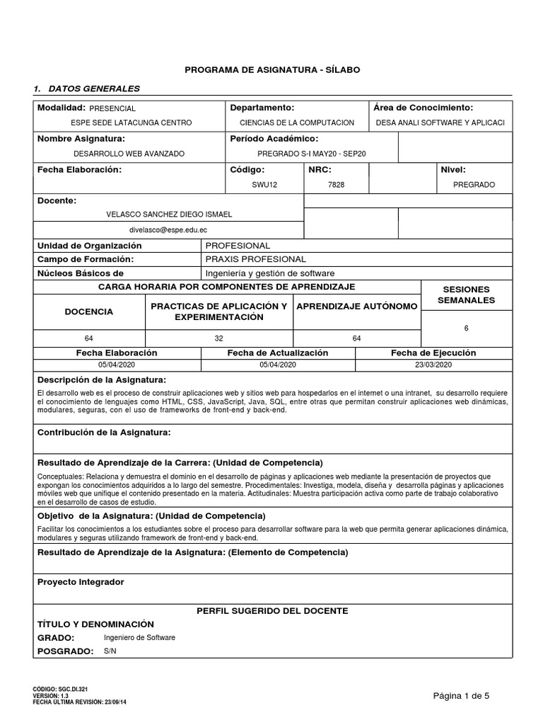 Espe Software Desarrollo Web Avanzado | PDF | Internet y web | Red mundial