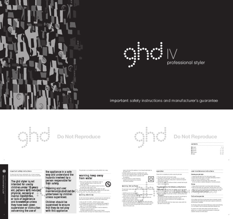 GHD IV Professional Hair Straightener | PDF | Power Supply | Mains ...