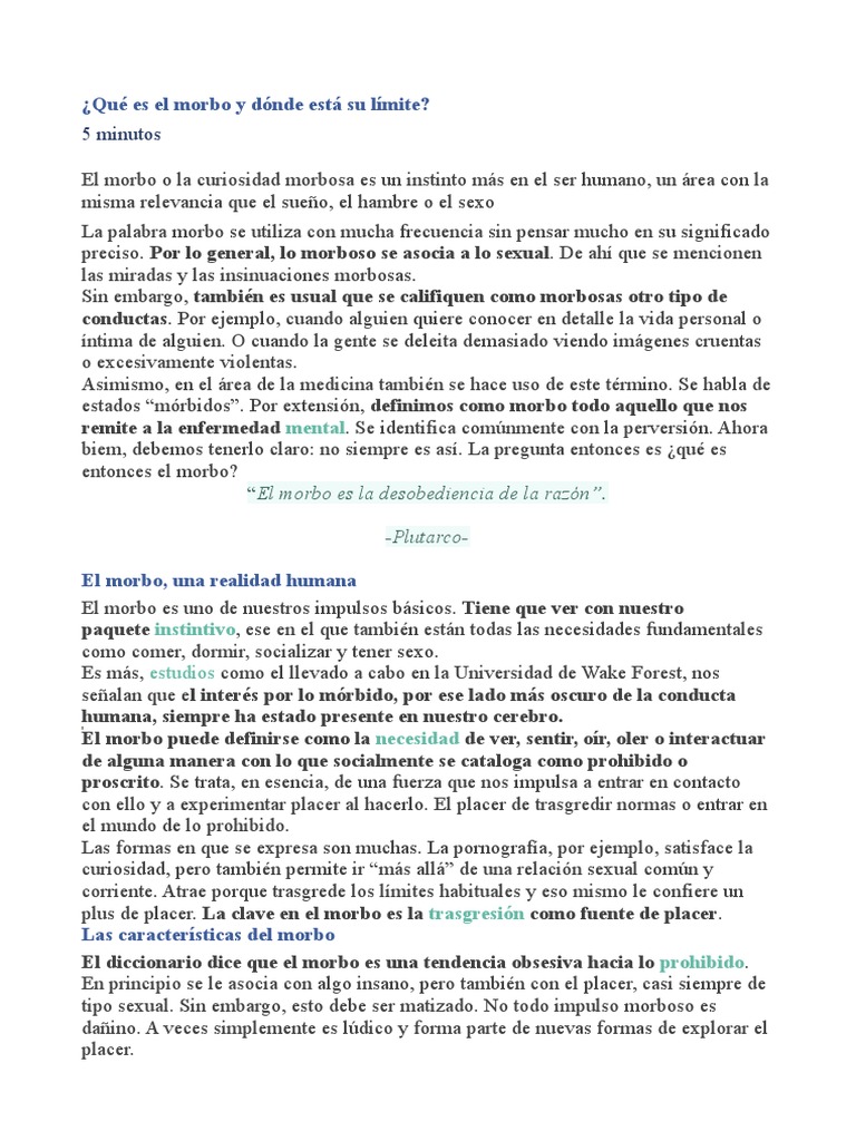 Qué es el morbo | PDF | La sexualidad humana | Placer