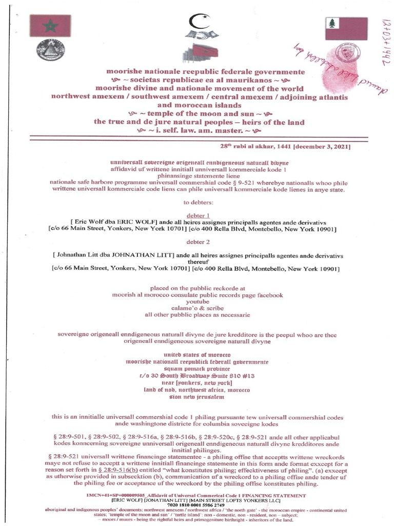 Universal Sovereign Original Indigenous Natural Divine Affidavit of ...