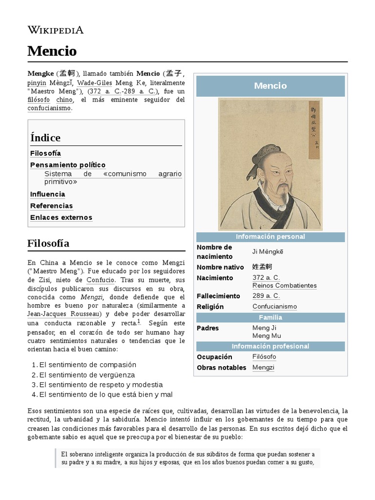 Mencio | PDF | Ciencias sociales | Filosofía