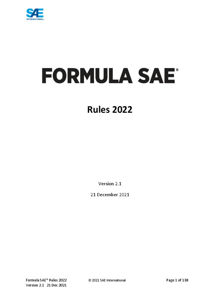 FSAE Rules 2022 V21 | PDF | Transport | Vehicles