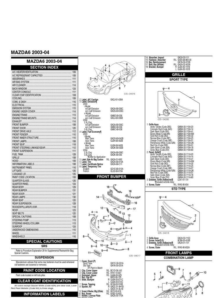 Mazda6 Parts List | PDF