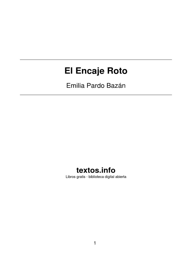 Emilia Pardo Bazan - El Encaje Roto | PDF