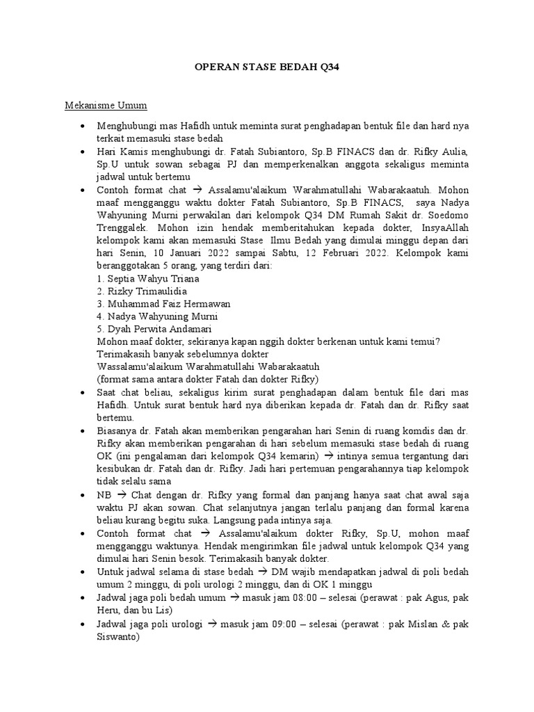 Operan Stase Bedah Q34 | PDF | Pengembangan Diri | Gaya Hidup
