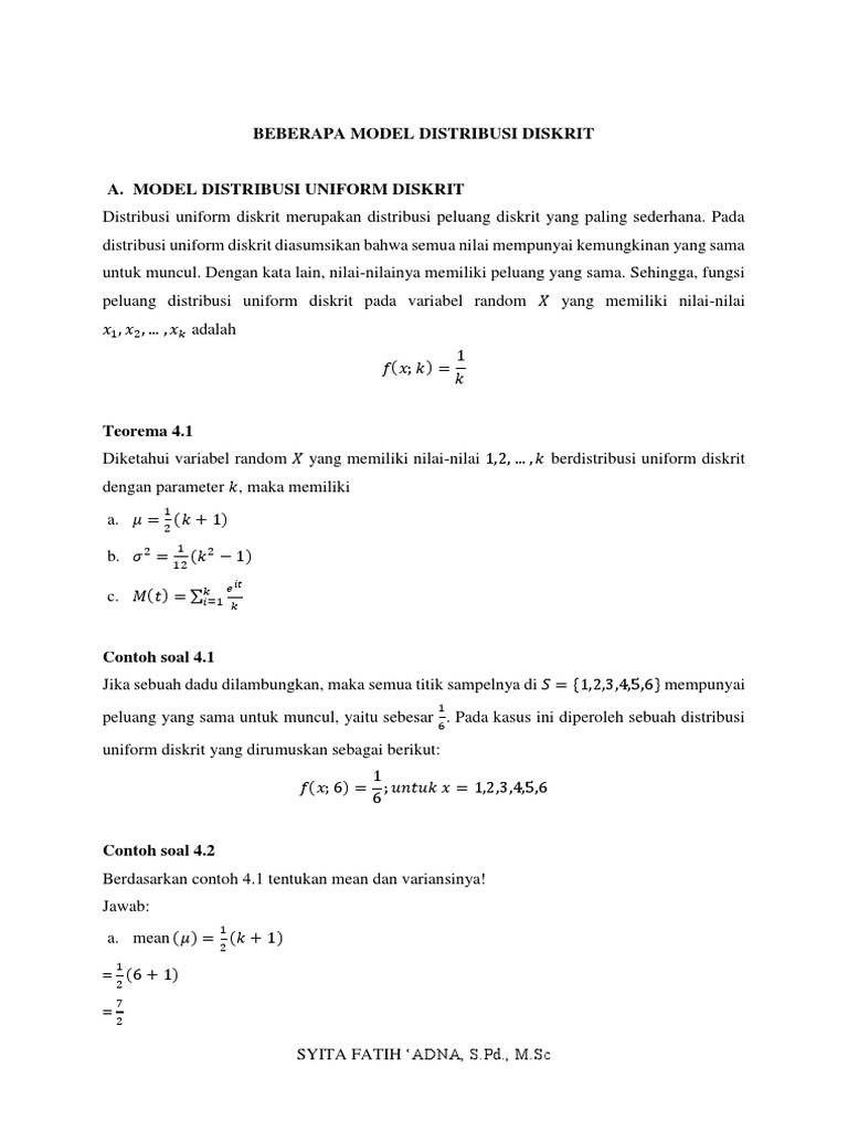 Distribusi Diskrit Dan Distribusi Kontinu | PDF