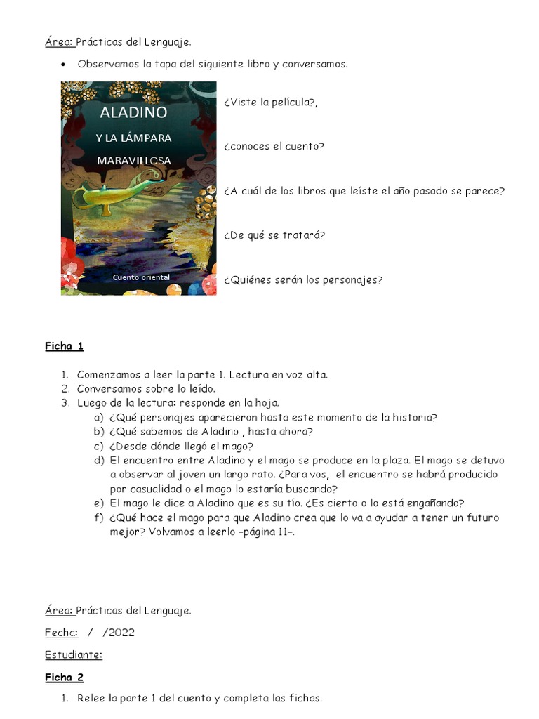 SECUENCIA ALADINO y La Lampara Maravillosa | PDF | Genios