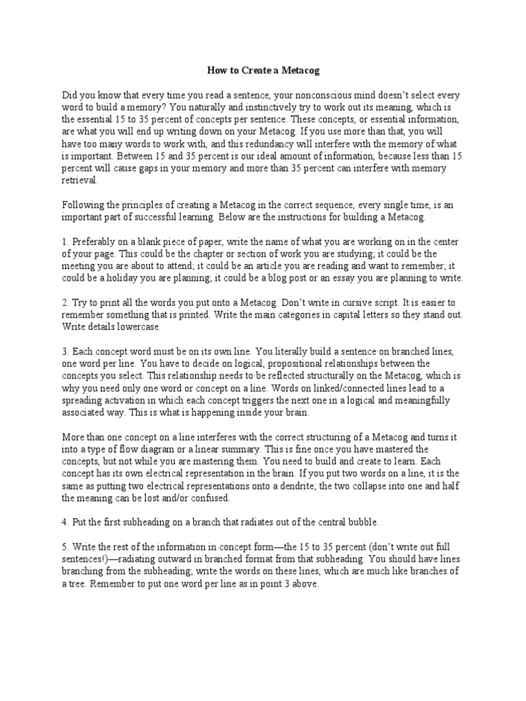 Metacog Guide for Effective Learning | PDF | Memory | Information