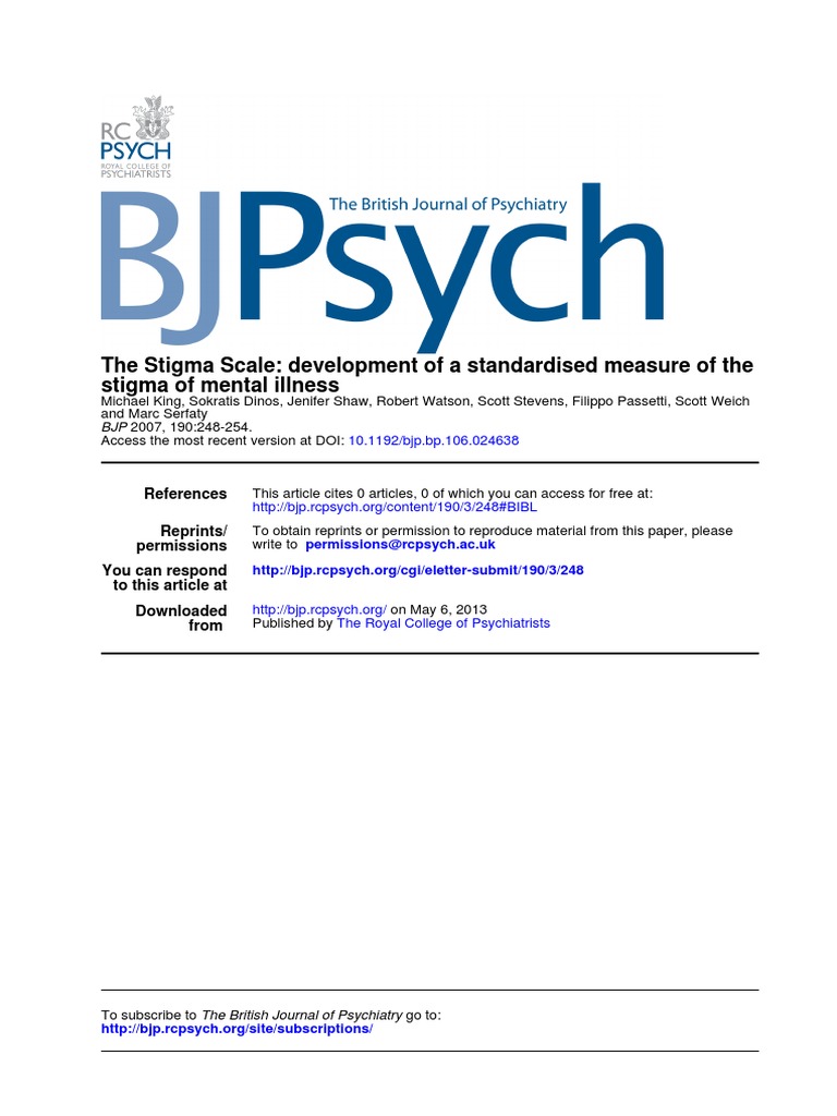 The Stigma Scale | Download Free PDF | Social Stigma | Mental Disorder
