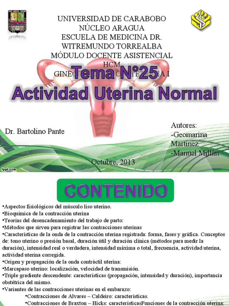 Actividad Uterina Normal | Descargar gratis PDF | Parto | Contracción muscular