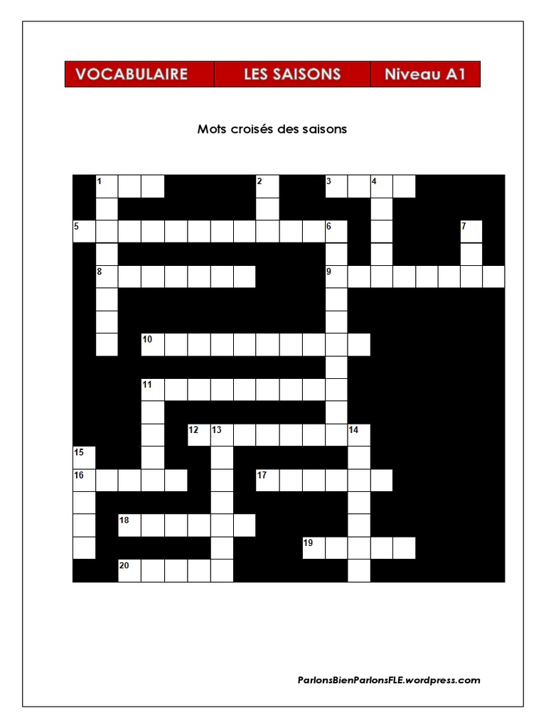 Le Mot Croisc3a9 Des Saisons | PDF | Phénomène terrestre