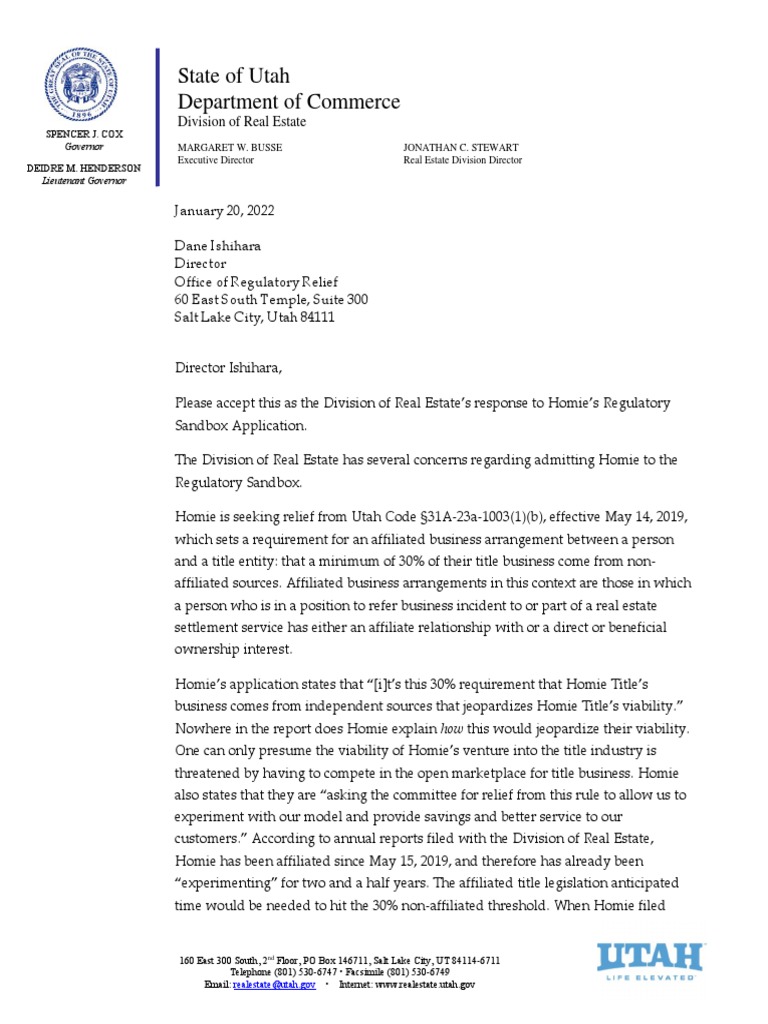 Real Estate Division's Concerns on Homie | PDF | Title Insurance ...