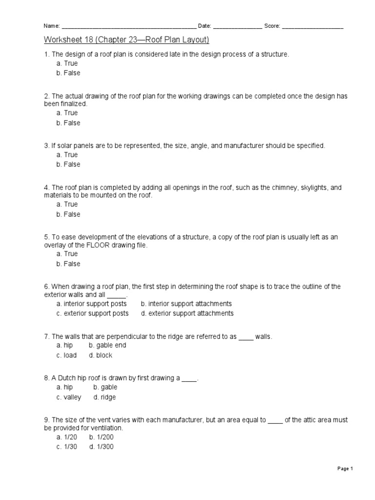 WS18-Chapter 23 Roof Plan Layout | PDF | Roof | Wall