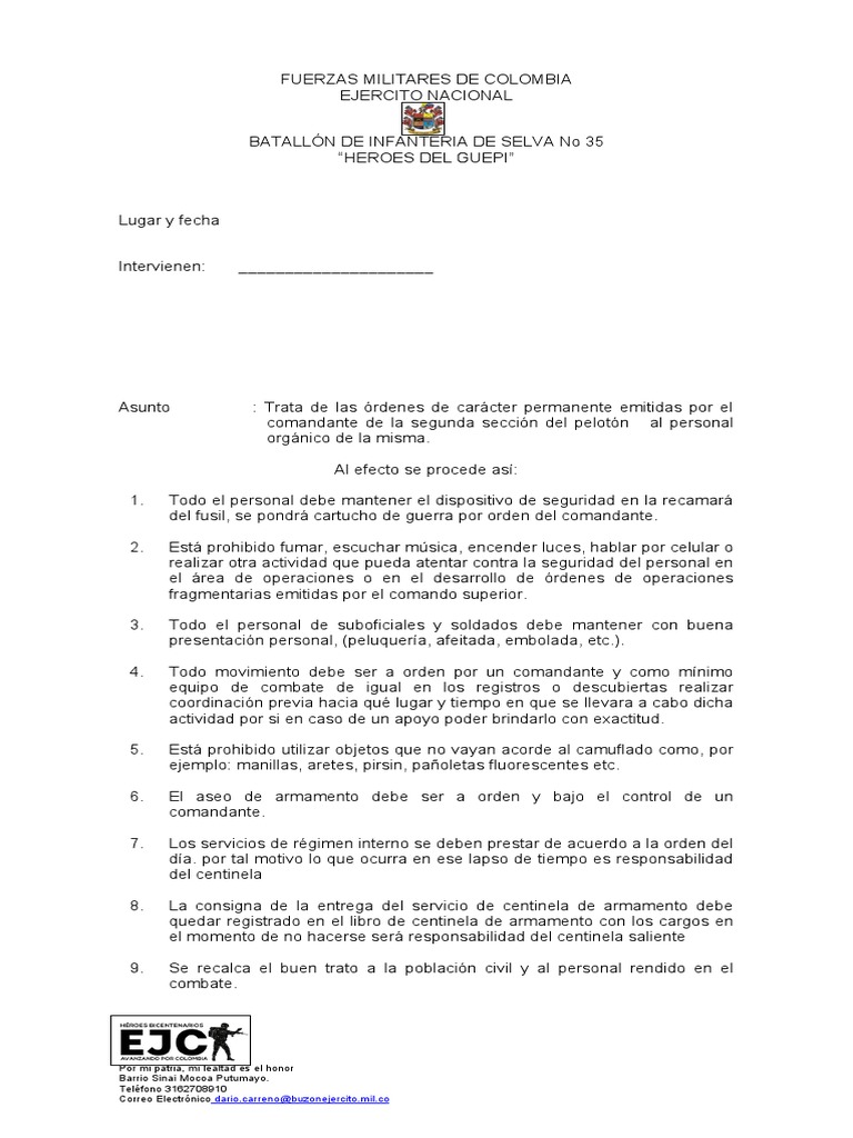 Ordenes de Caracter Permanente c3 Restrepo | PDF