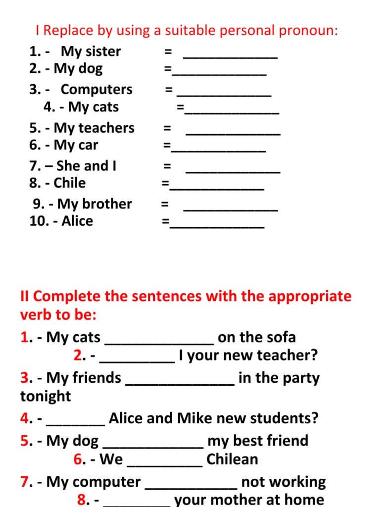 I Replace by Using A Suitable Personal Pronoun | PDF