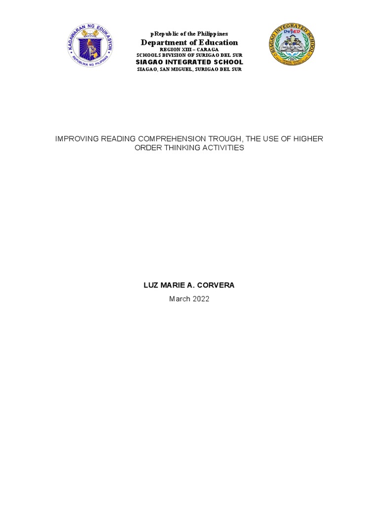 Department of Education: Improving Reading Comprehension Trough, The ...