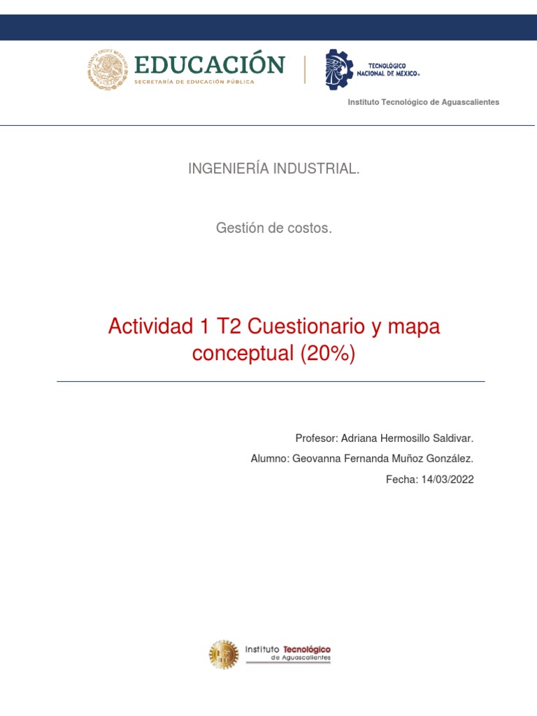 Actividad 1 T2 Cuestionario y Mapa Conceptual | PDF