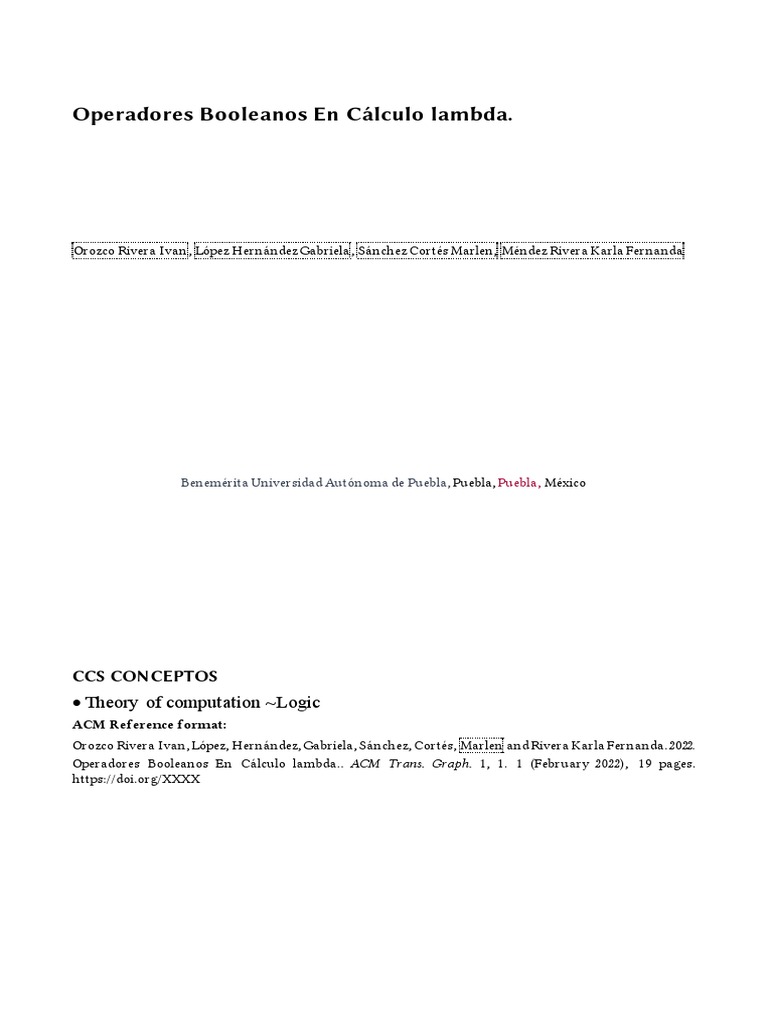 Operadores Booleanos en Calculo Lambda | PDF | Verdad | Informática teórica