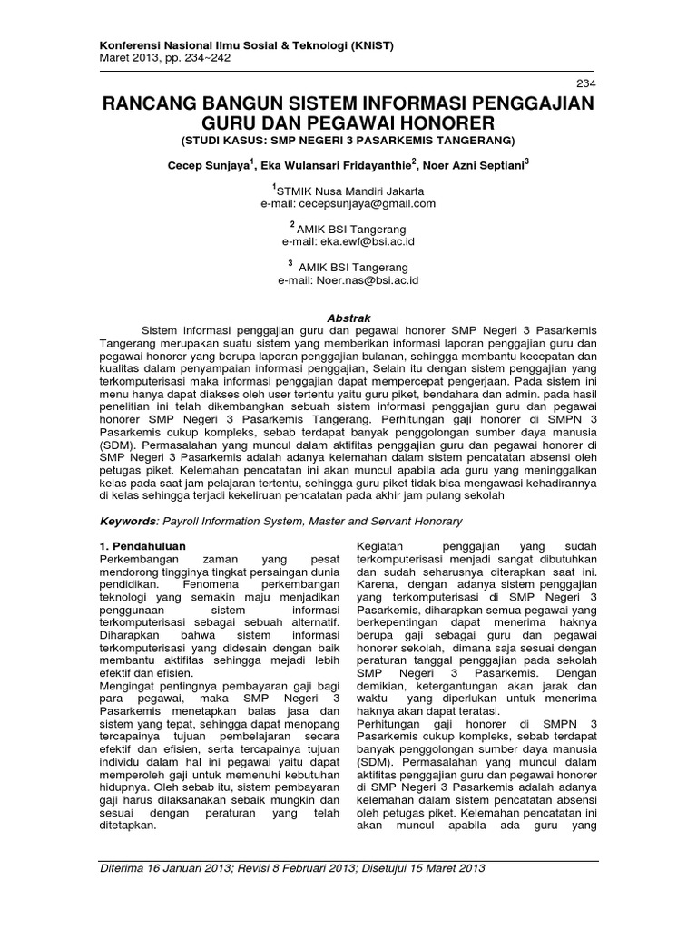 Sistem Informasi Penggajian Guru dan Pegawai Honorer SMP Negeri 3 Pasarkemis Tangerang | PDF