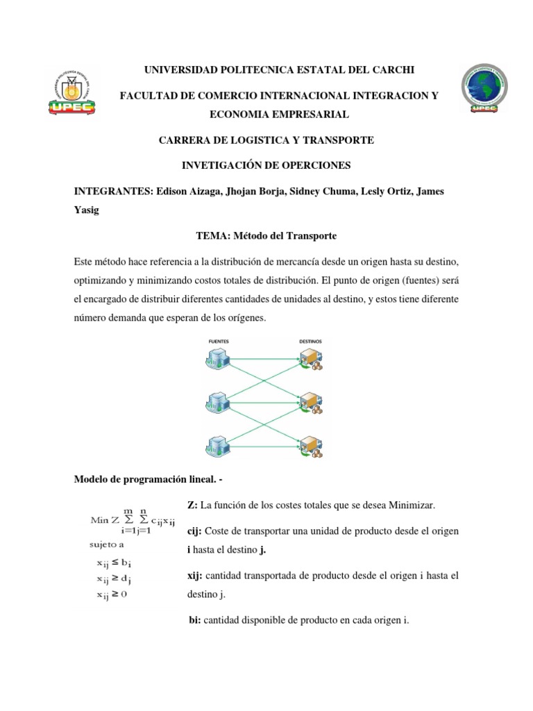 Metodo de Transporte | PDF | Programación lineal | Transporte