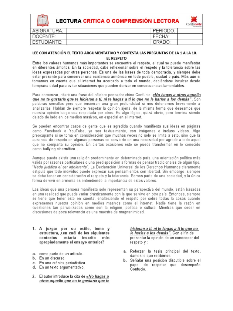Importancia del Respeto y Tolerancia | PDF | Tolerancia | Comprensión ...