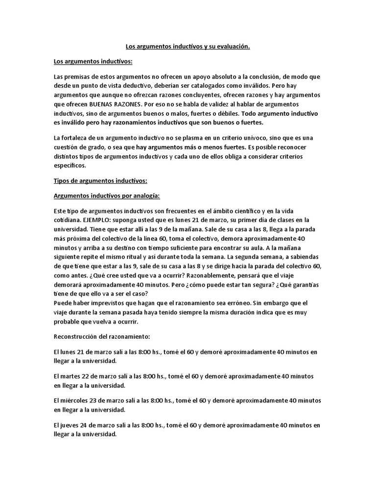 Los Argumentos Inductivos y Su Evaluación | PDF | Razonamiento inductivo | Argumento