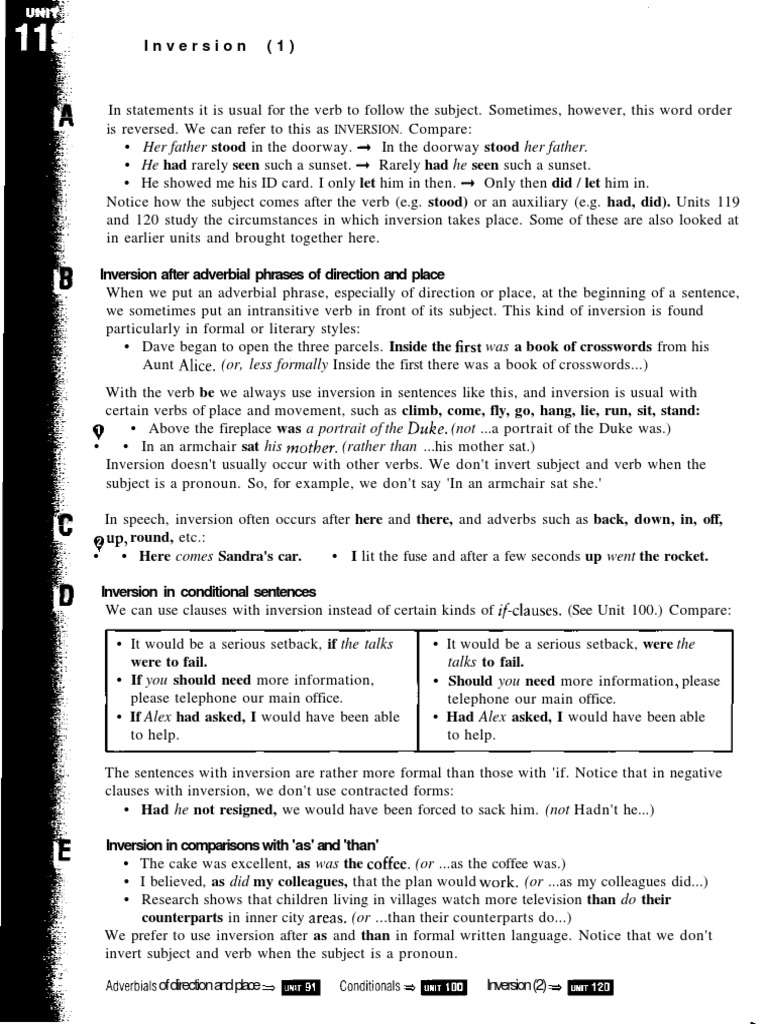 Inversion - English Advanced Grammar in Use | PDF | Subject (Grammar ...