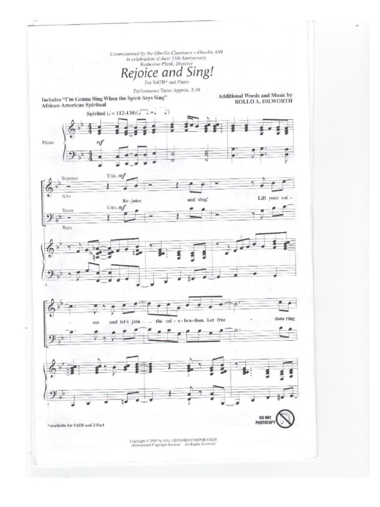 Rejoice and Sing Music | PDF