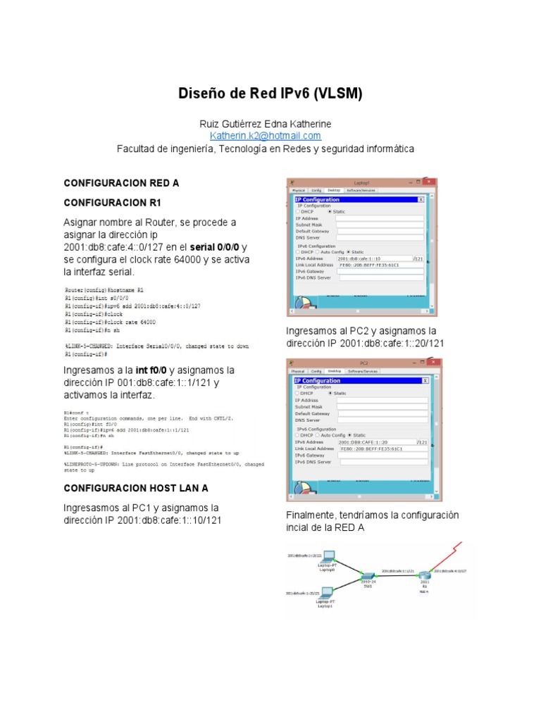 Configuración VLSM Ipv6 | PDF | Enrutador (Computación) | Protocolos de internet