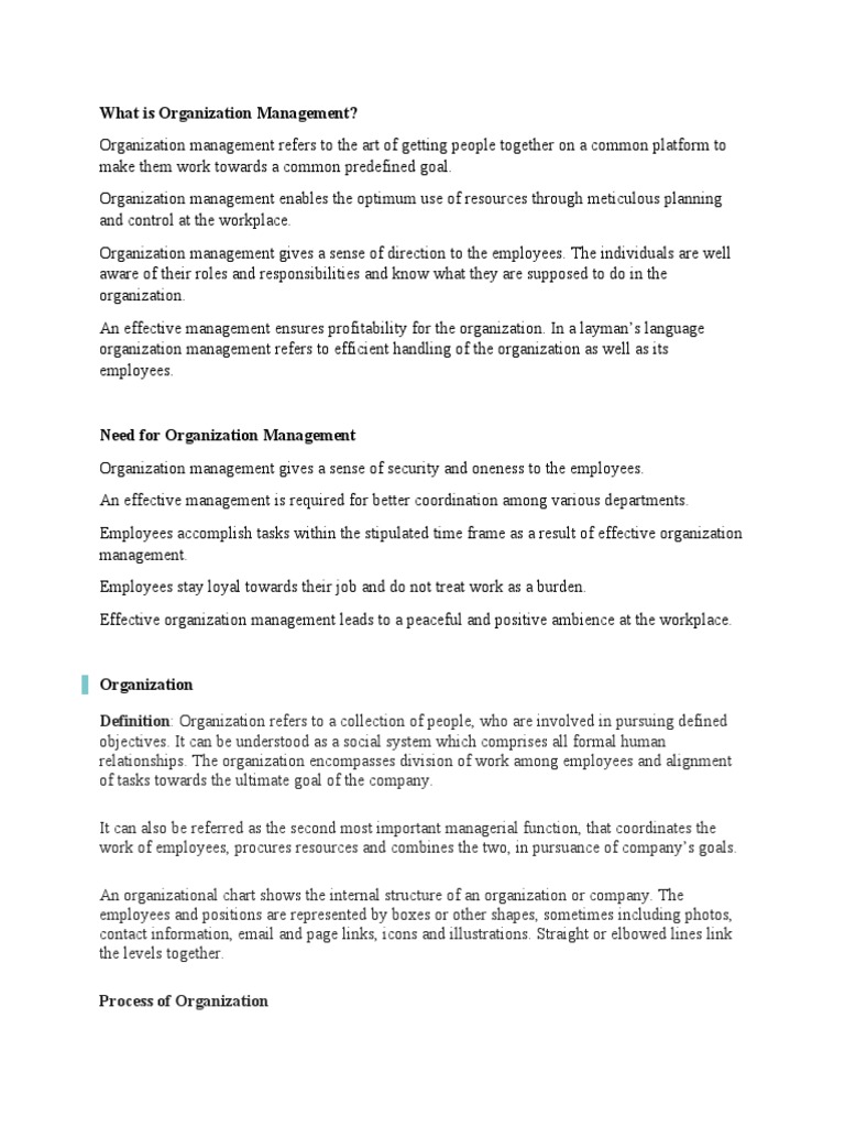 What Is Organization Management? | PDF | Employment | Goal