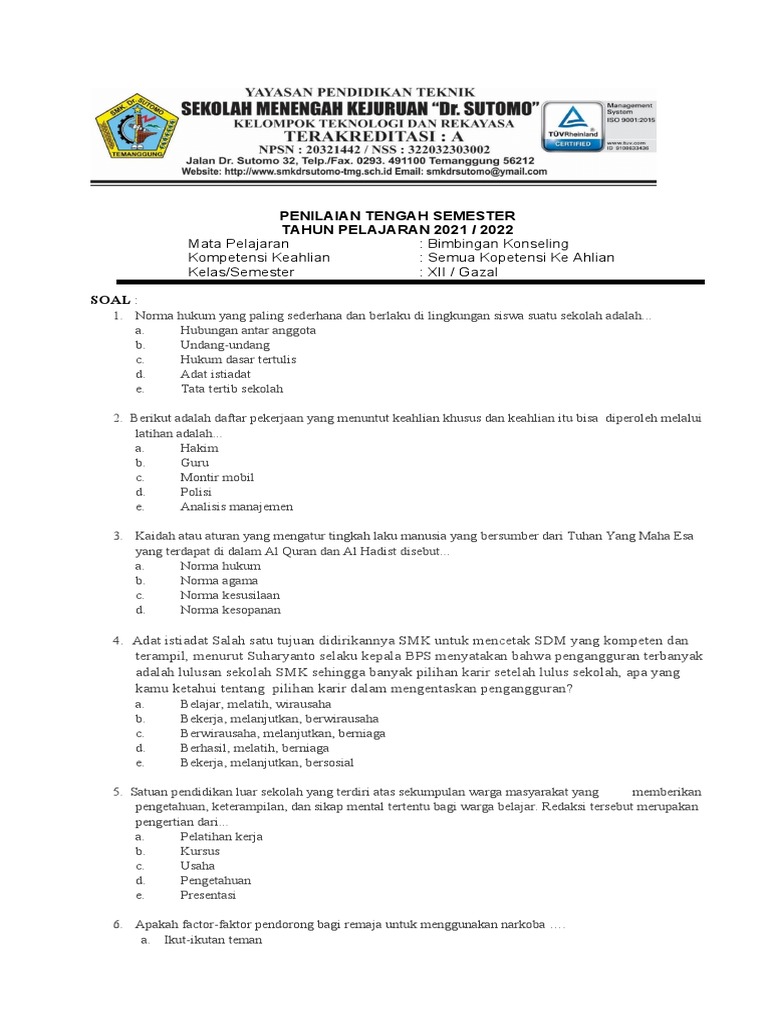 Soal BK PTS 21 | PDF