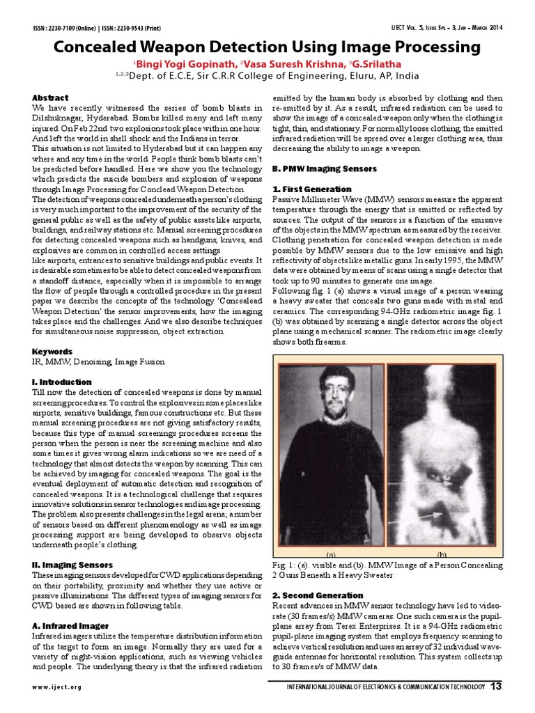Concealed Weapon Detection Using Image Processing: Bingi Yogi Gopinath, Vasa Suresh Krishna, G ...