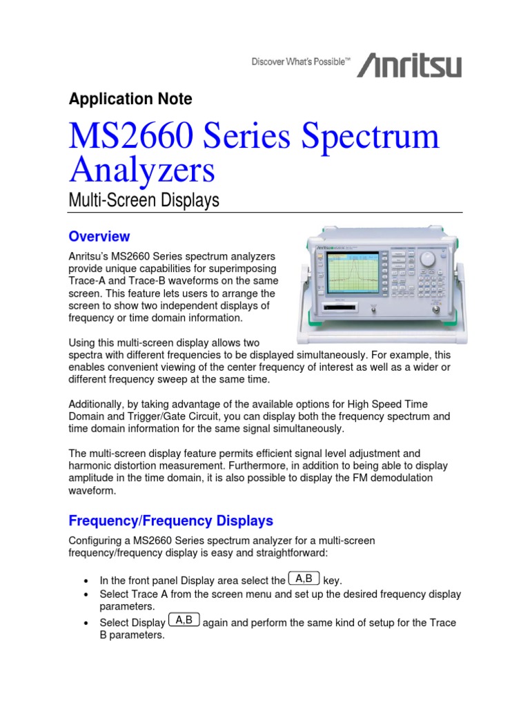 MS2660 Series Spectrum Analyzers: Multi-Screen Displays | PDF | Spectral Density | Electricity
