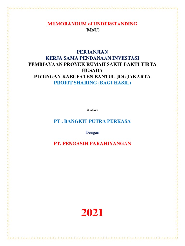 Mou Kerjasama Investasi Rumah Sakit Pdf