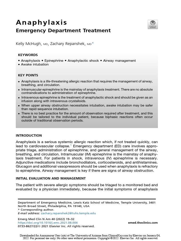 Anaphylaxis | PDF | Shock (Circulatory) | Intravenous Therapy