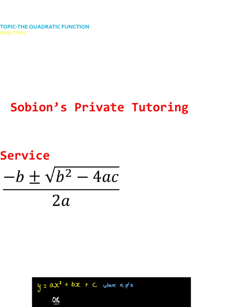 Form 5 Mathematics Topic 2 - The Quadratic Function Notes | Download ...
