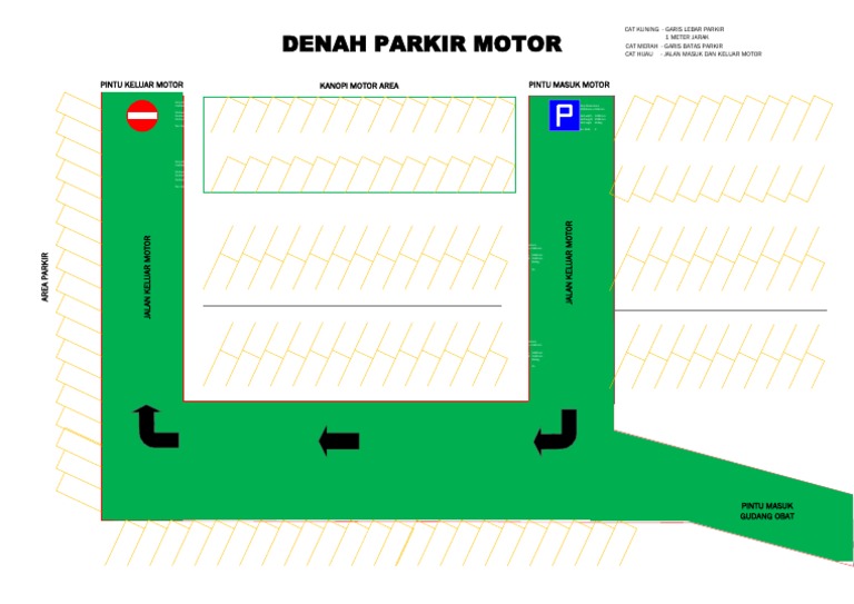 Denah Parkir Motor: Kanopi Motor Area Pintu Keluar Motor Pintu Masuk ...