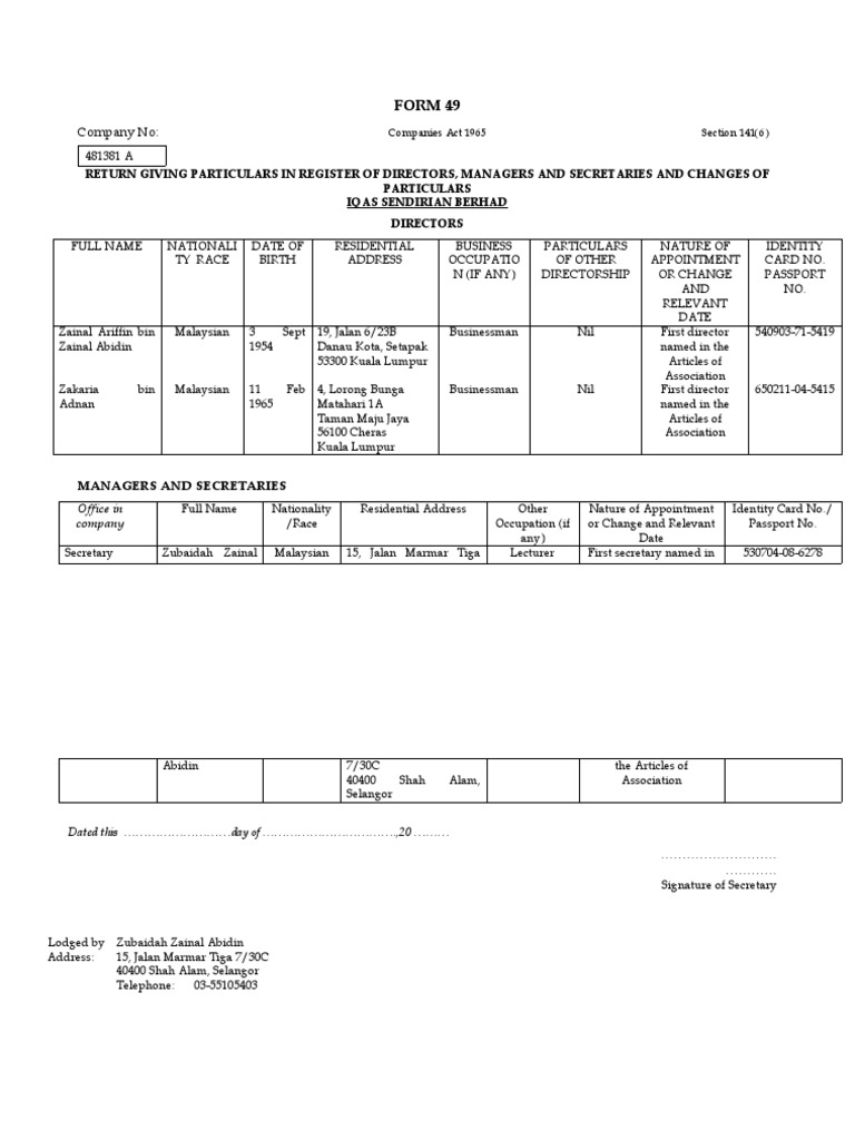 Form 49 | PDF | Malaysia