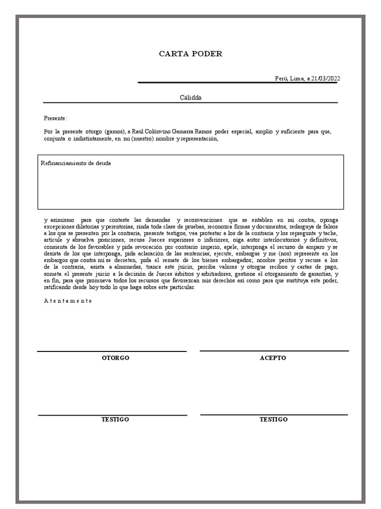 Carta Poder Simple | PDF