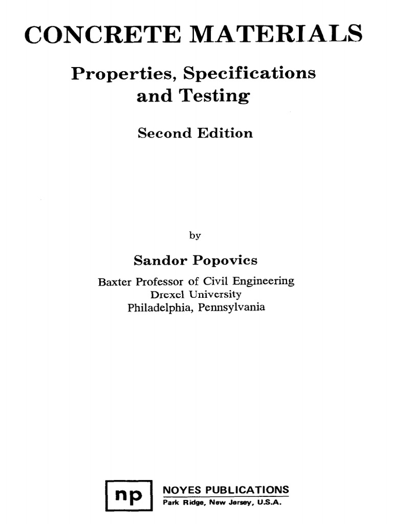 Concrete Materials: Properties, Specifications and Testing | PDF ...